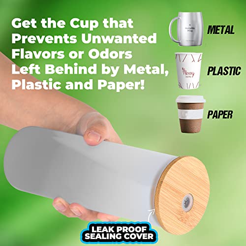 MHM Sublimation Glass Blank Tumbler Skinny Frosted 20oz and 25oz with Bamboo Lid and Straw (Sky Blue, 20oz)