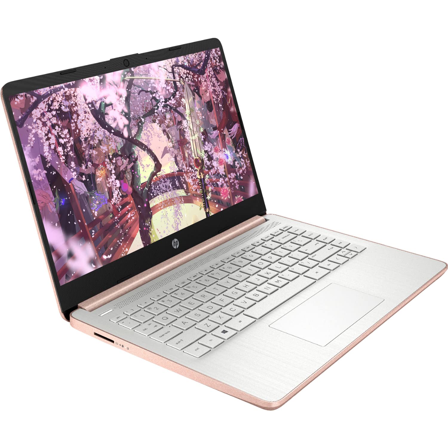 HP Premium 14-inch HD Thin and Light Laptop, Intel Dual-Core Processor, 32GB RAM, 64GB Storage, Long Battery Life, Webcam, Bluetooth, HDMI, Wi-Fi, Rose Gold, Windows 11 + 1 Year Microsoft 365