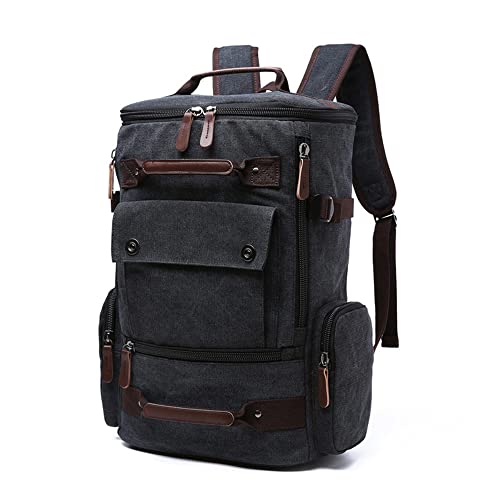 FASNAHOK Men's Canvas Travel Backpack Woman Hiking Rucksack Vintage Laptop Back Pack School Bag for Outdoor Sports Gym