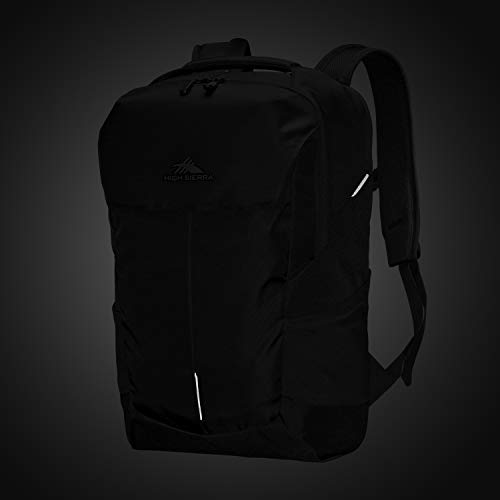 High Sierra Access Pro Backpack with 17-Inch Quilted Laptop Sleeve, Large Organization Pocket and Reflective Straps, Black
