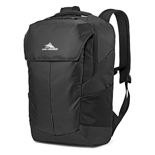 High Sierra Access Pro Backpack with 17-Inch Quilted Laptop Sleeve, Large Organization Pocket and Reflective Straps, Black