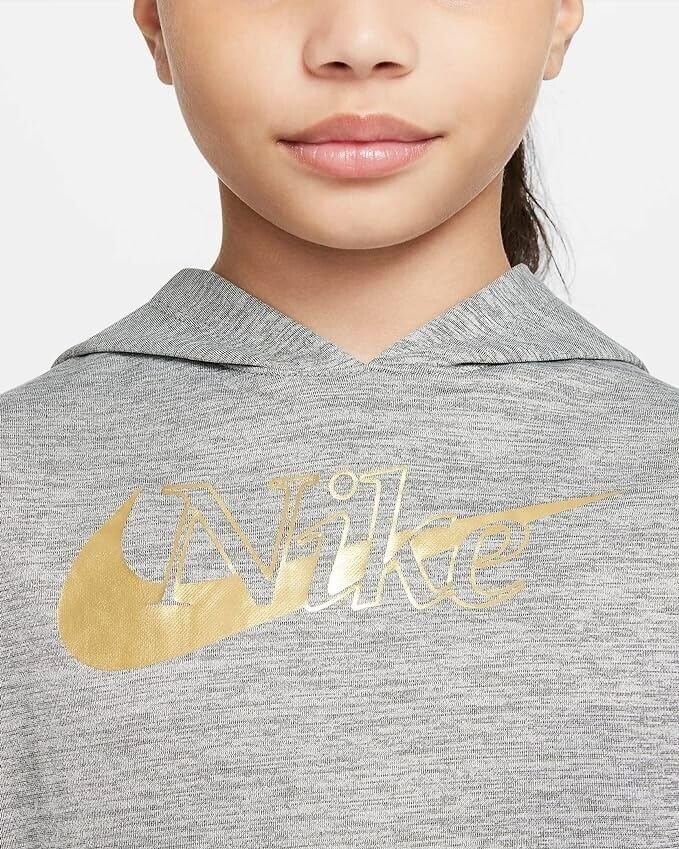 Nike Therma-FIT Big Kids' (Girls') Pullover Hoodie Black Heather (as1, alpha, s, regular, Standard, Black Heather, Small)