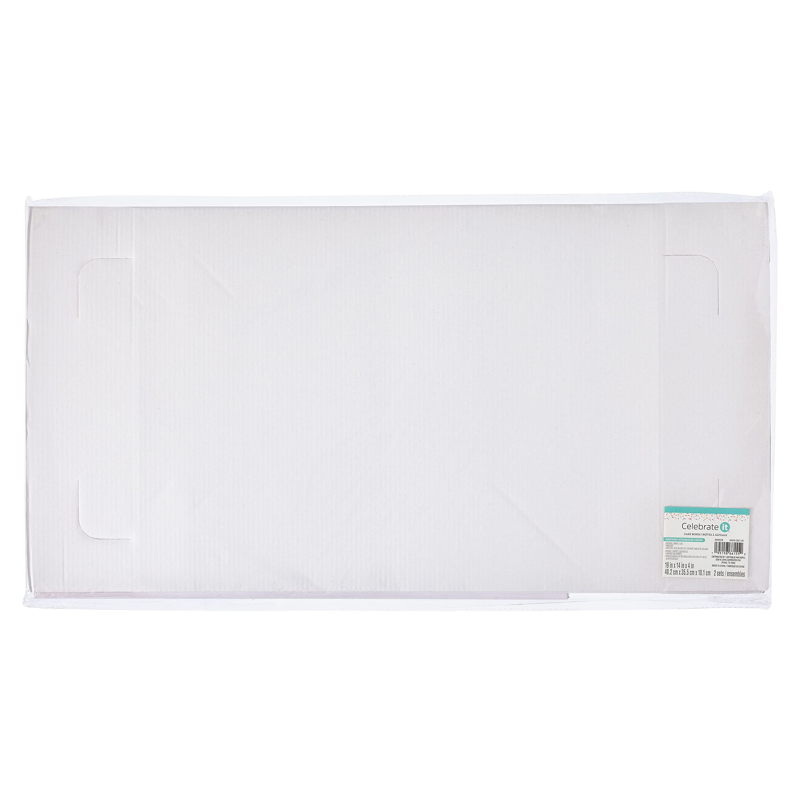 2 Count (12 total) 19” x 14” White Paper Cake Boxes - Fits 18" x 12" Sheet Cakes or 24 Cupcakes - Bulk 6 Pack
