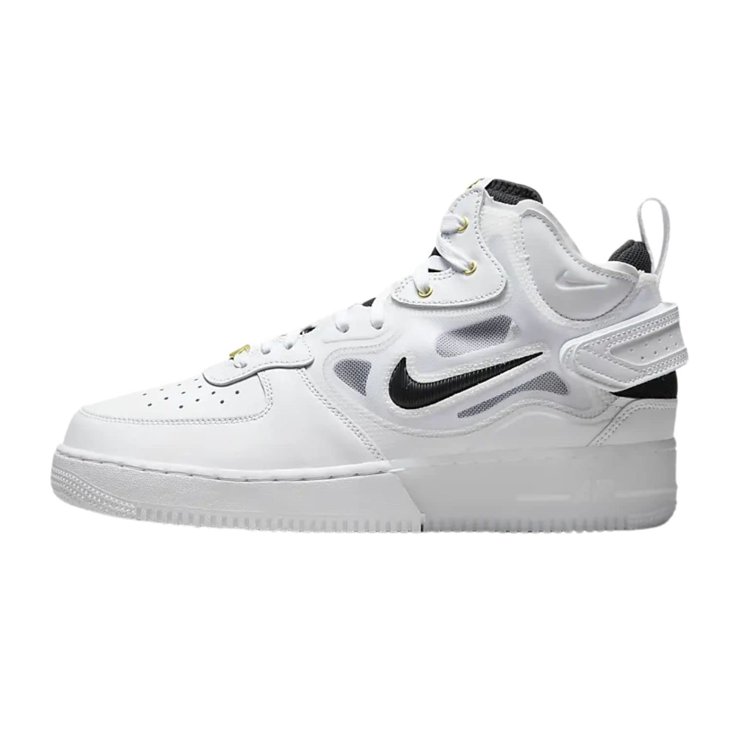Nike mens Air Force 1 Mid React Shoes, White/Black-yellow Ochre, 11