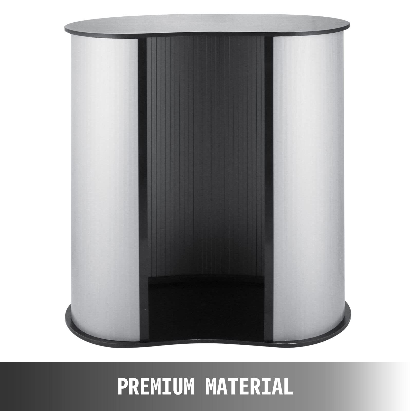 Trade Show Display Black Portable Podium Impact Table Counter Stand Oval Bean