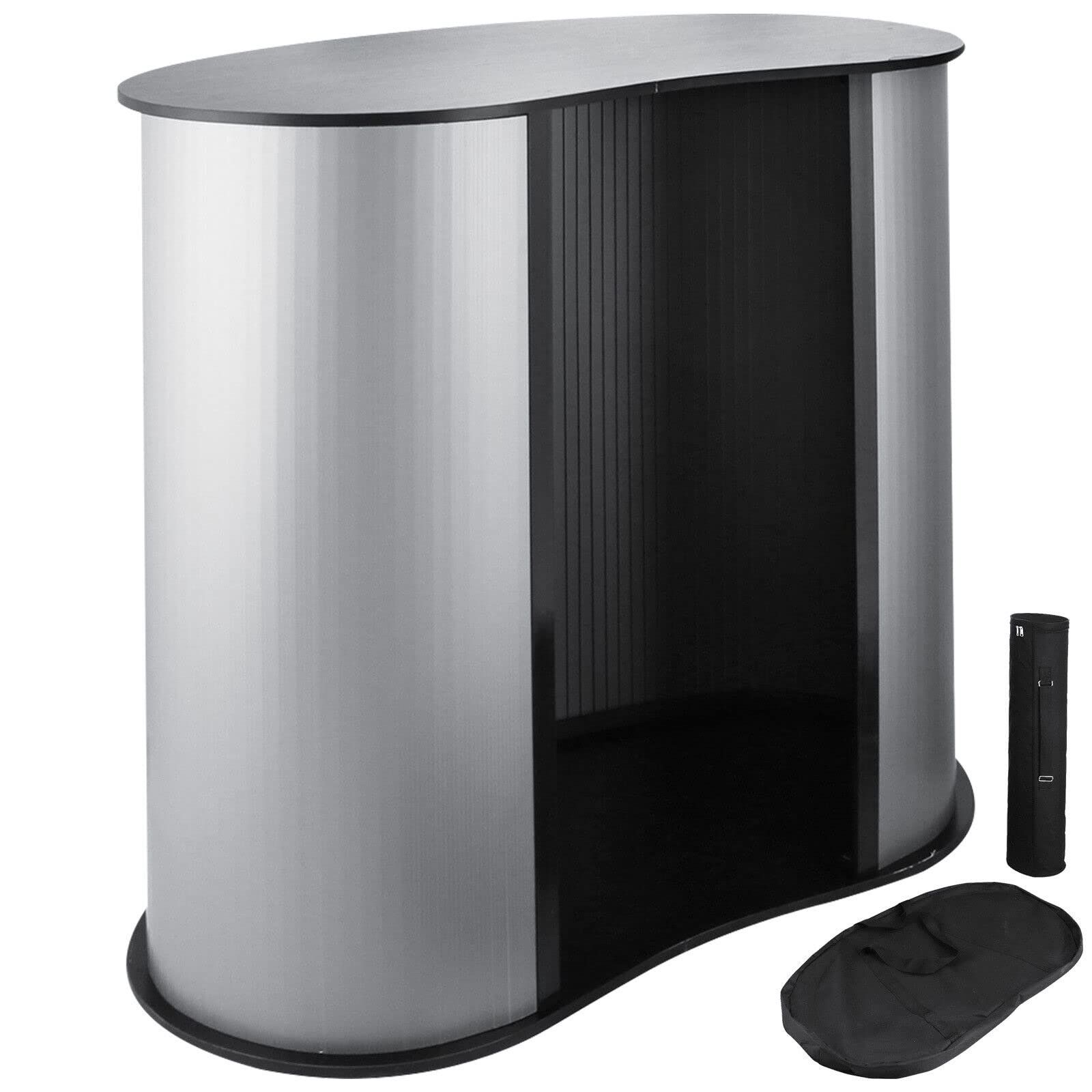 Trade Show Display Black Portable Podium Impact Table Counter Stand Oval Bean