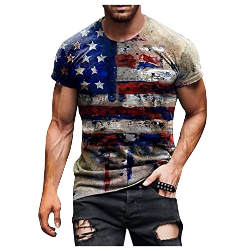 Mens Tshirts Short Sleeve, Designer T Shirts Long Sleeve T-Shirt Oversized T Shirts For Boys Plaidstreet Skull Muscle Short Sleeve Print Personality Fashion Fashion T-Shirt (1-Khaki,4X-Large)