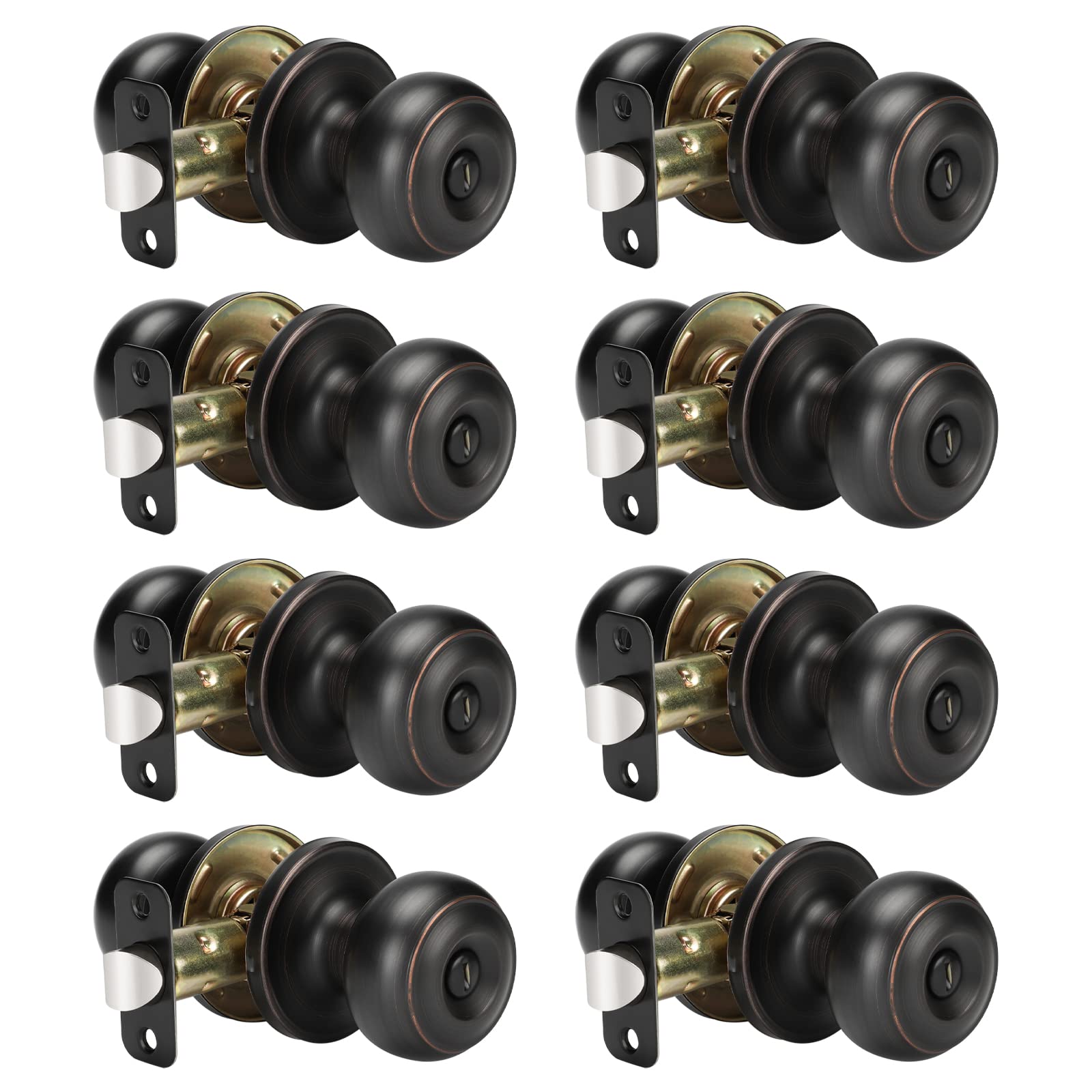 Haidms 8 Pack Oil Rubbed Bronze Door Knobs Interior, Bronze Privacy Interior Door Knobs for Bedroom or Bathroom Classic Round Doorknobs Hardware