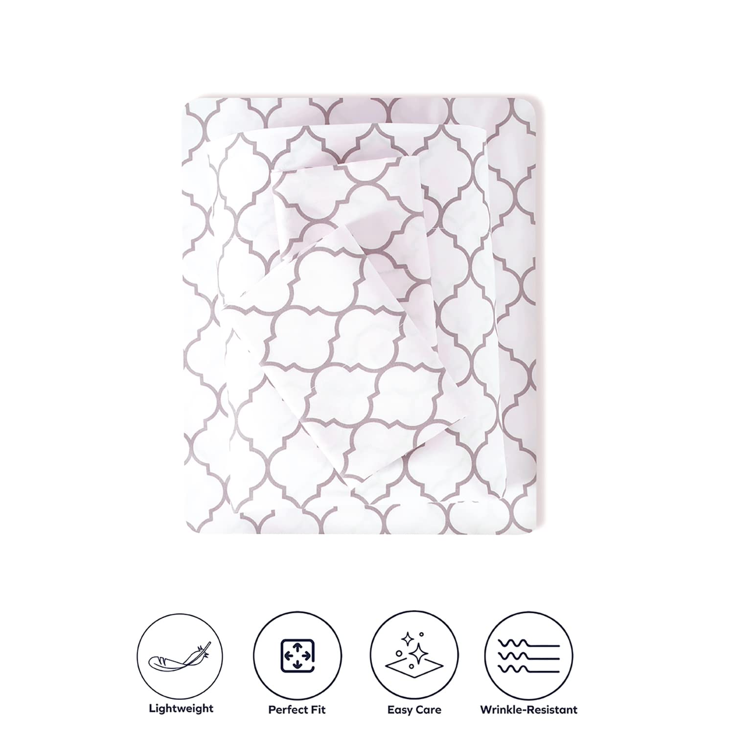 VISI-ONE BLC Full Quatrefoil Sheet Set, Super Soft Brushed Microfiber 1800 Thread Count Bedding, Extra Soft Cooling Bed Sheet, Deep Pocket up to 15-inch Mattress, Wrinkle, Fade, Shrink Resistant