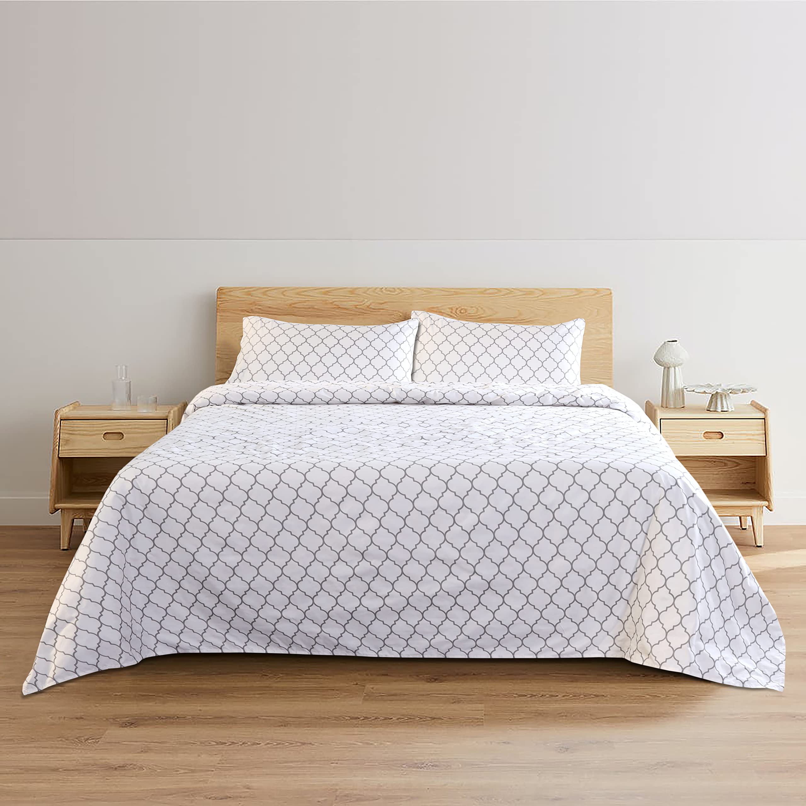 VISI-ONE BLC Full Quatrefoil Sheet Set, Super Soft Brushed Microfiber 1800 Thread Count Bedding, Extra Soft Cooling Bed Sheet, Deep Pocket up to 15-inch Mattress, Wrinkle, Fade, Shrink Resistant