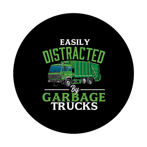 Easily Distracted By Garbage Trucks - Waste Management Trash PopSockets Swappable PopGrip