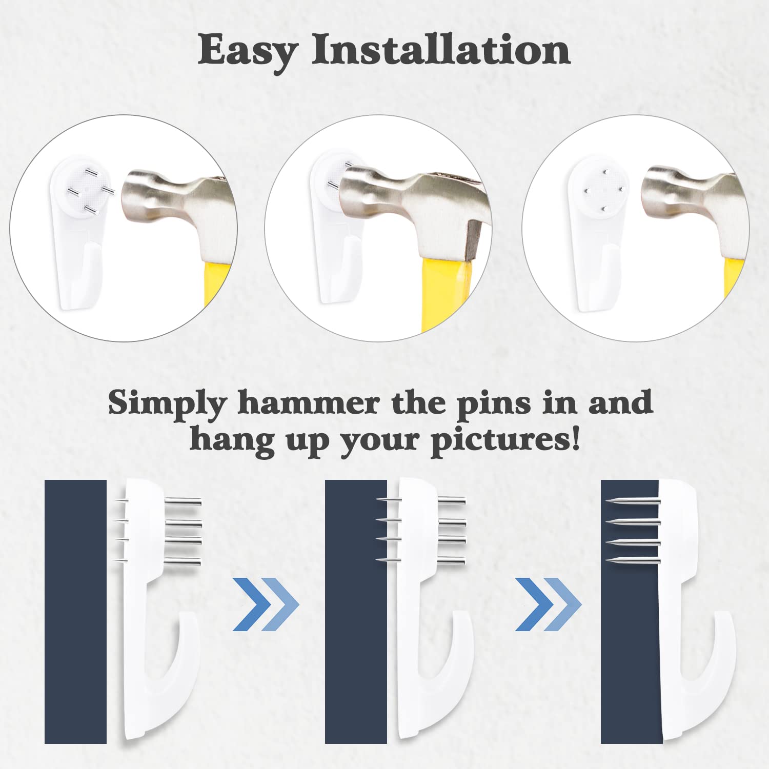 35 Pieces 2" Plastic Hardwall Hanger Hook Picture Hanging Kits Invisible Nail Wall Mount Non-Trace Hooks for Hardware Concrete Walls Photo Frame Clock