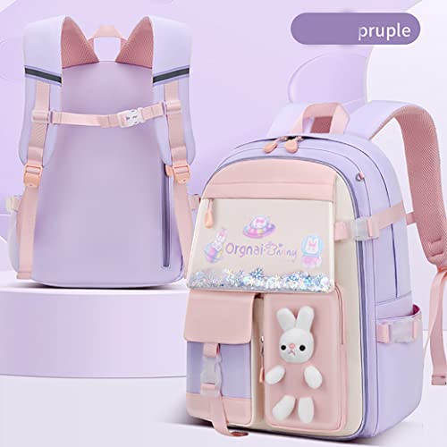 Bunny Backpack, Bunny Backpack for Girls, Bunny Backpack for School, for School Kawaii Girl Backpack (Purple,Large (for Grades 3-6))