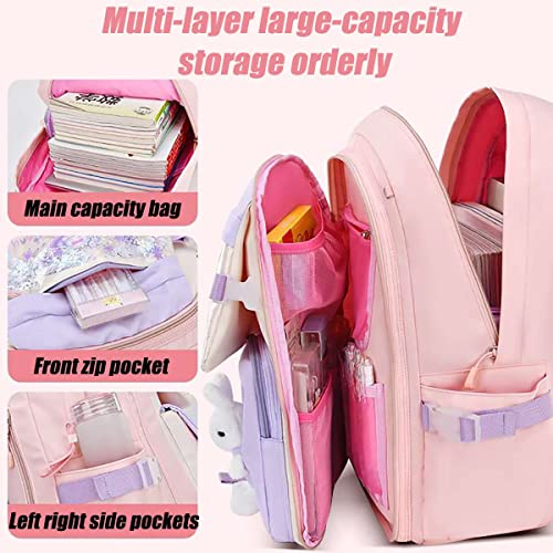 Bunny Backpack, Bunny Backpack for Girls, Bunny Backpack for School, for School Kawaii Girl Backpack (Purple,Large (for Grades 3-6))
