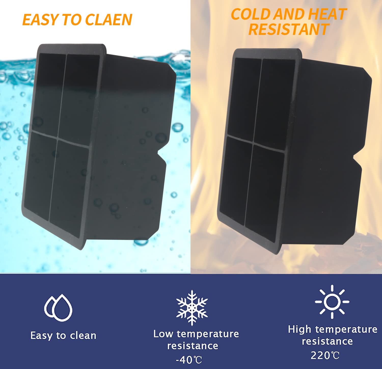 Large Ice Cube Trays Silicone (2.5-Inches) - Giant Cocktail Silicone Ice Maker, Scotch Whiskey Ice Cube, Easy Release Reusable Ice Cubes,Food Grade (Black 2 Tray)