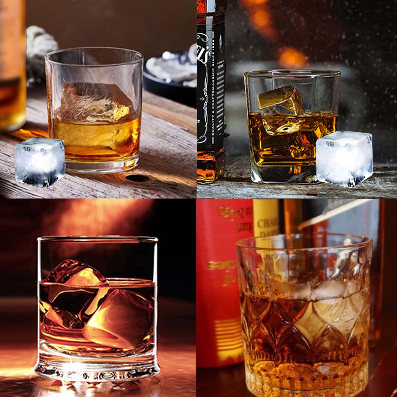 Large Ice Cube Trays Silicone (2.5-Inches) - Giant Cocktail Silicone Ice Maker, Scotch Whiskey Ice Cube, Easy Release Reusable Ice Cubes,Food Grade (Black 2 Tray)
