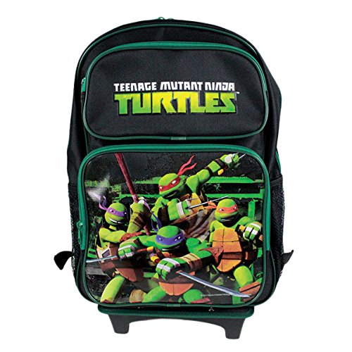 Teenage Mutant Ninja Turtle Black 16" Back to School Rolling Backpack Bag Plus Lunch bag