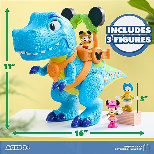 Disney Junior Mickey Mouse Funhouse Roarin' Safari Dino, 4-piece Figures and Playset, Dinosaur, Kids Toys for Ages 3 Up by Just Play