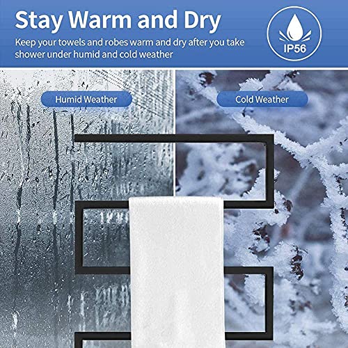 Bathroom Towel Warmer Electric Heated Towel Rack, Towel Warmer Drying Rack, Electric 304 Stainless Steel Heated Towel Rack, 10-Bar Wall Mounted Constant Temperature Heated Towel Rail Bathroom Radiator