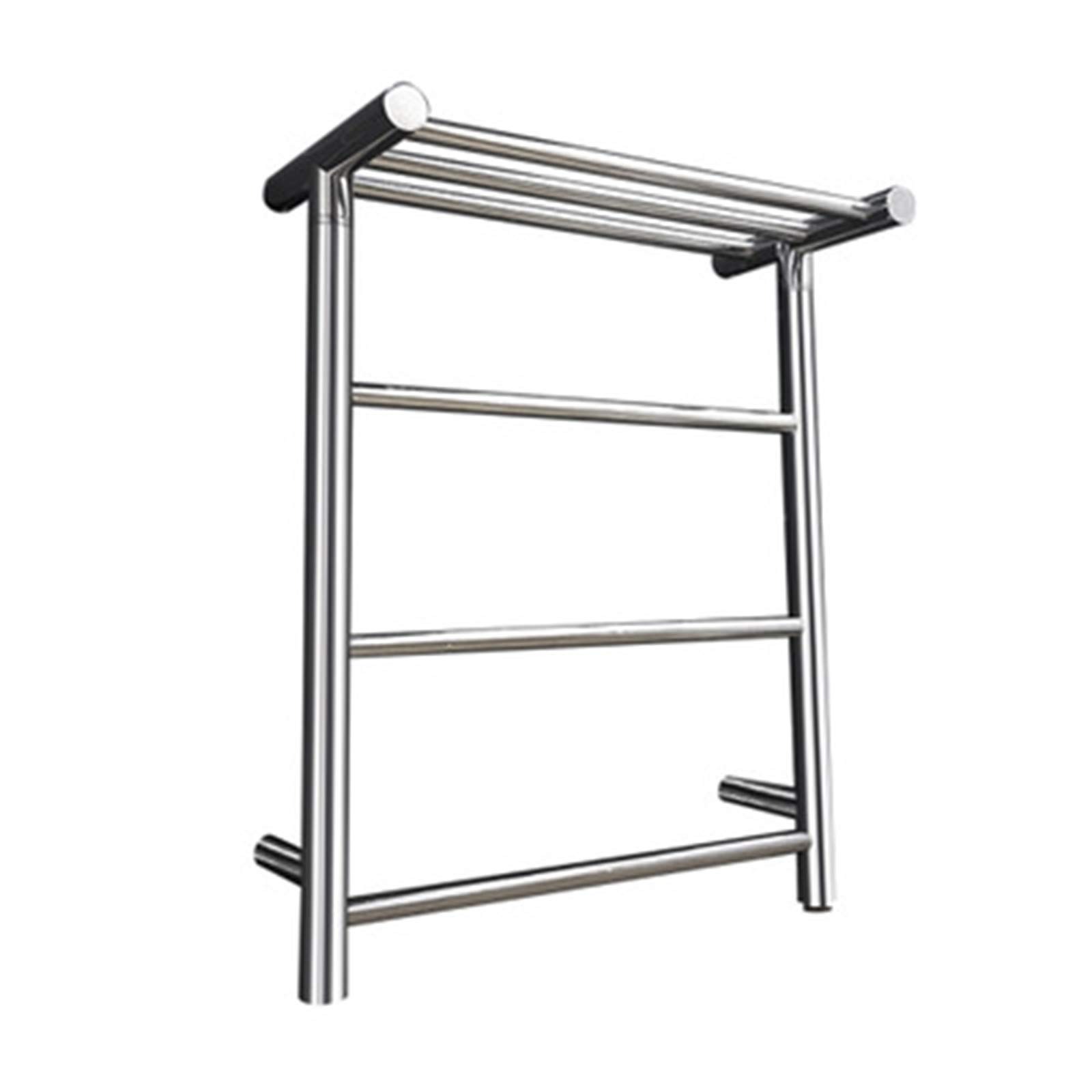 Bathroom Towel Warmer Electric Heated Towel Rack, Towel Warmer Drying Rack, Electric 304 Stainless Steel Heated Towel Rack with Shelf, Wall-Mounted Electric Heated Towel Rail, Bathroom Accessories,Sil