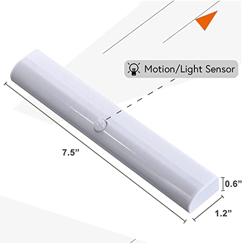 Closet Lights Motion Sensor Under Cabinet Lights Battery Operated 2 Pack Night Light Bar, LED Lights Wireless Stick-on Anywhere, Safe Lights for Kitchen Closet Cabinet Wardrobe Stairs Bedroom (Warm)