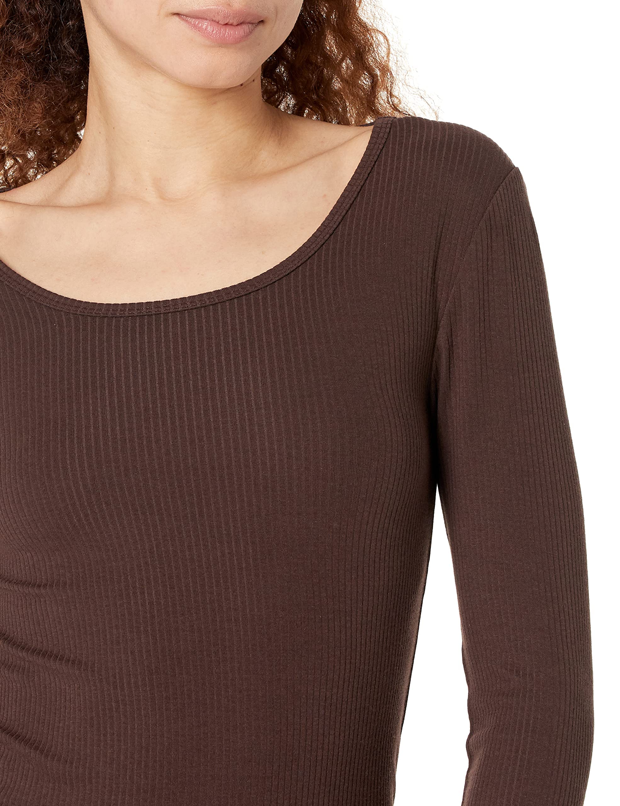 Amazon Essentials Sweater for Women, Long Sleeve Slim-Fit Rib Scoop Neck (Available in Plus Size), Pack of 2, Eggshell White/Espresso, Medium
