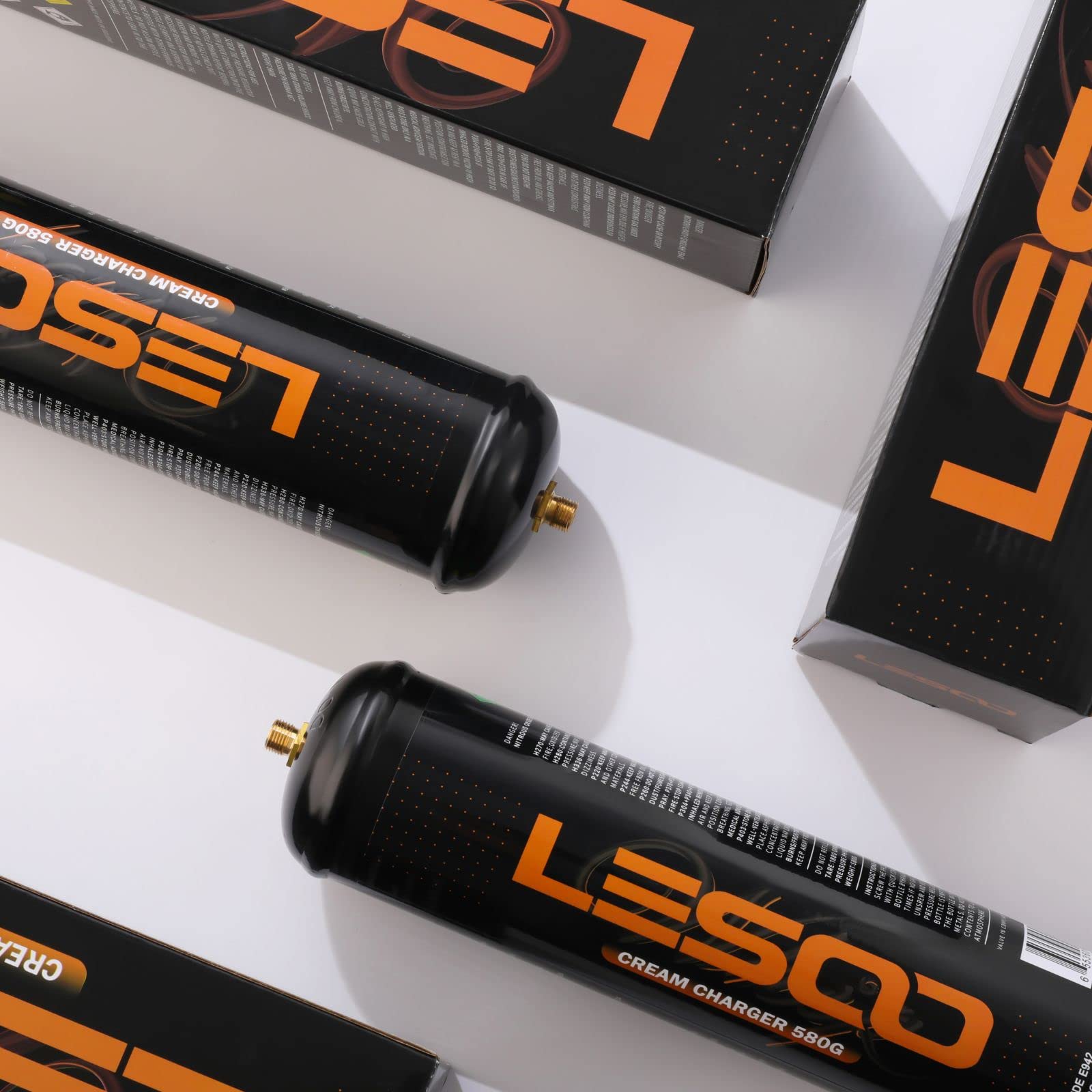 LesooWhip 615g Whipped Cream Charger 1 Box Pure N2O Tank 0.99 Liter Nitrous Oxide Cylinders with Most Cream Whippers(6 cylinders)