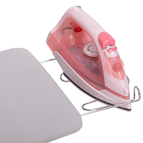 ALIMORDEN Small Tabletop Ironing Board with Iron Holder Compact Folding Ironing Board with Legs and Cover Pad Space Saver for Convenient Storage Traveling RVs and Campers Grey
