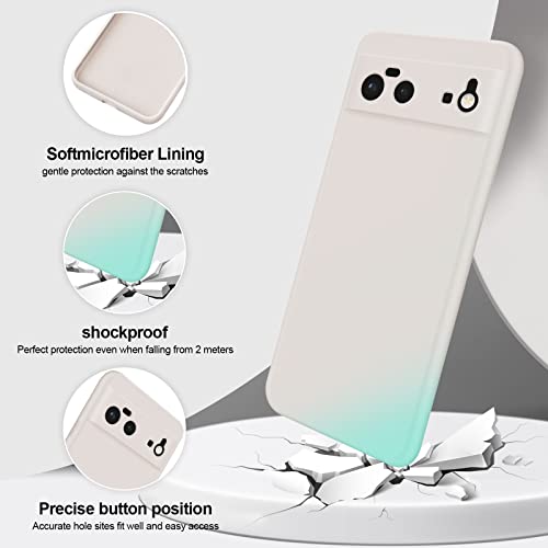 GiiYoon Silicone Case Compatible with Google Pixel 6, Full Body Silky Soft Touch Phone Case with Camera Protection, Shockproof Cover with Microfiber Lining, White
