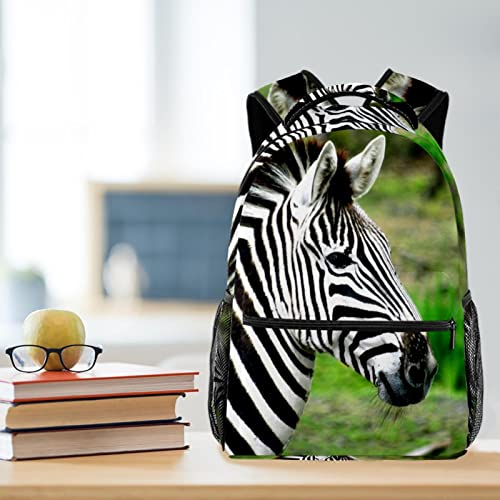 Zebra Pattern Large Backpack for Boys Girls SchoolBag with Multiple Pockets Canvas, 29.4x20x40cm/11.5x8x16 in