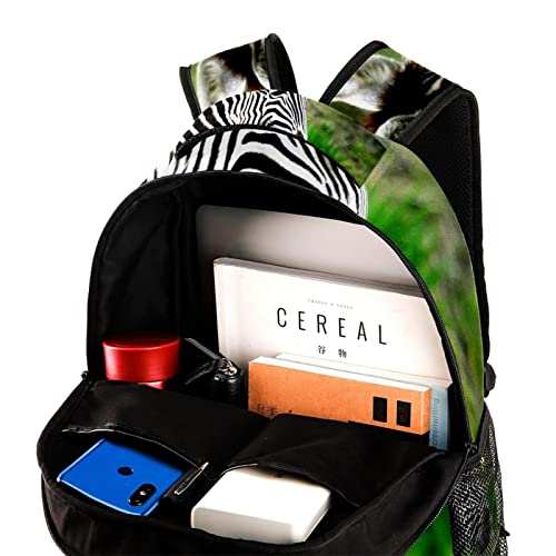 Zebra Pattern Large Backpack for Boys Girls SchoolBag with Multiple Pockets Canvas, 29.4x20x40cm/11.5x8x16 in