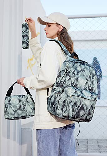 Rcuyyl Teens Bookbag Schoolbag 3pcs Set Backpack 3pcs Set Cute Kawaii Rucksack for School Bag Cute Aesthetic Backpack Travel Rucksack School Bag (Black)