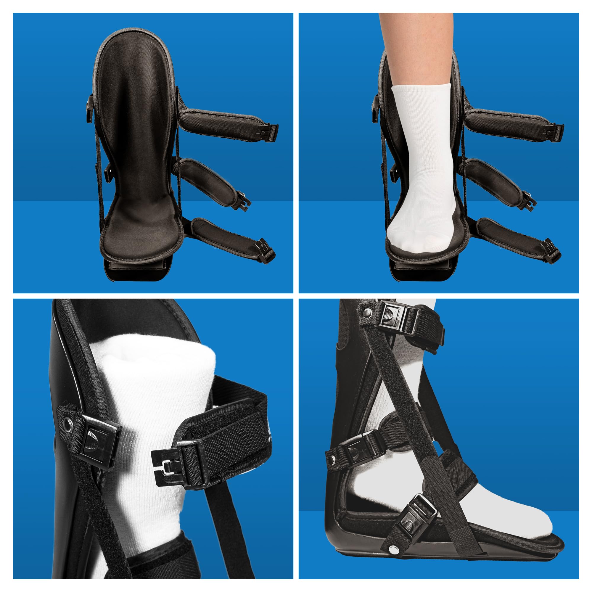Brace On Adjustable Night Splint - Plantar Fasciitis, Achilles Tendon, Heel Spur, and Foot Pain Relief Stretching Boot for Men and Women, Large, Black