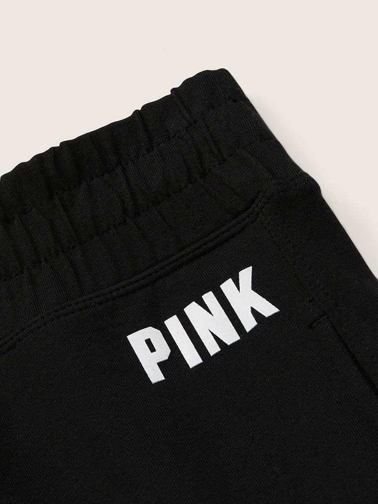 Victoria's Secret Pink Cotton High Waist Joggers, Women's Joggers, Pure Black, XL