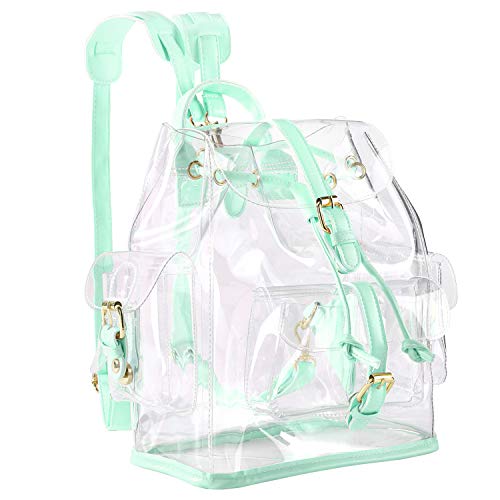 Zicac Summer Clear Backpack Cute Knapsack Satchel Transparent Stadium Approved Backpack (Green)