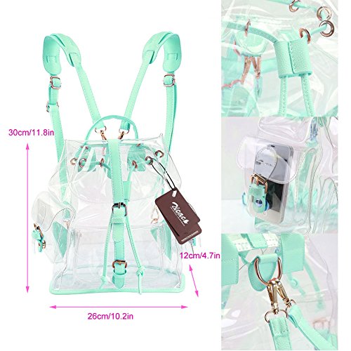 Zicac Summer Clear Backpack Cute Knapsack Satchel Transparent Stadium Approved Backpack (Green)