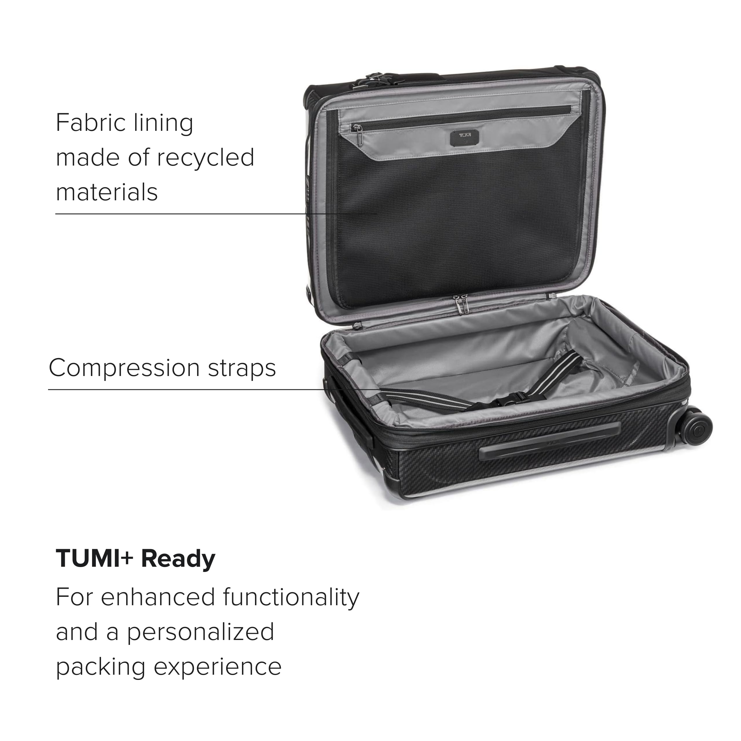 TUMI - Tegra-Lite Continental Expandable 4 Wheeled Carry-On - Carry On Suitcase for Travel - USB-C Port & Spinner Wheels - Black/Graphite