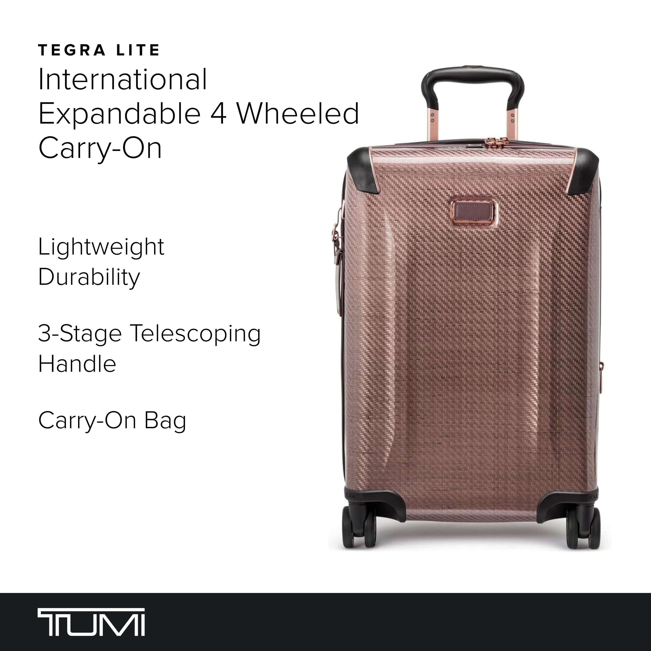 TUMI - Tegra-Lite International Expandable 4 Wheeled Carry-On - Carry On Luggage with Spinner Wheels & TSA Luggage Lock - Blush