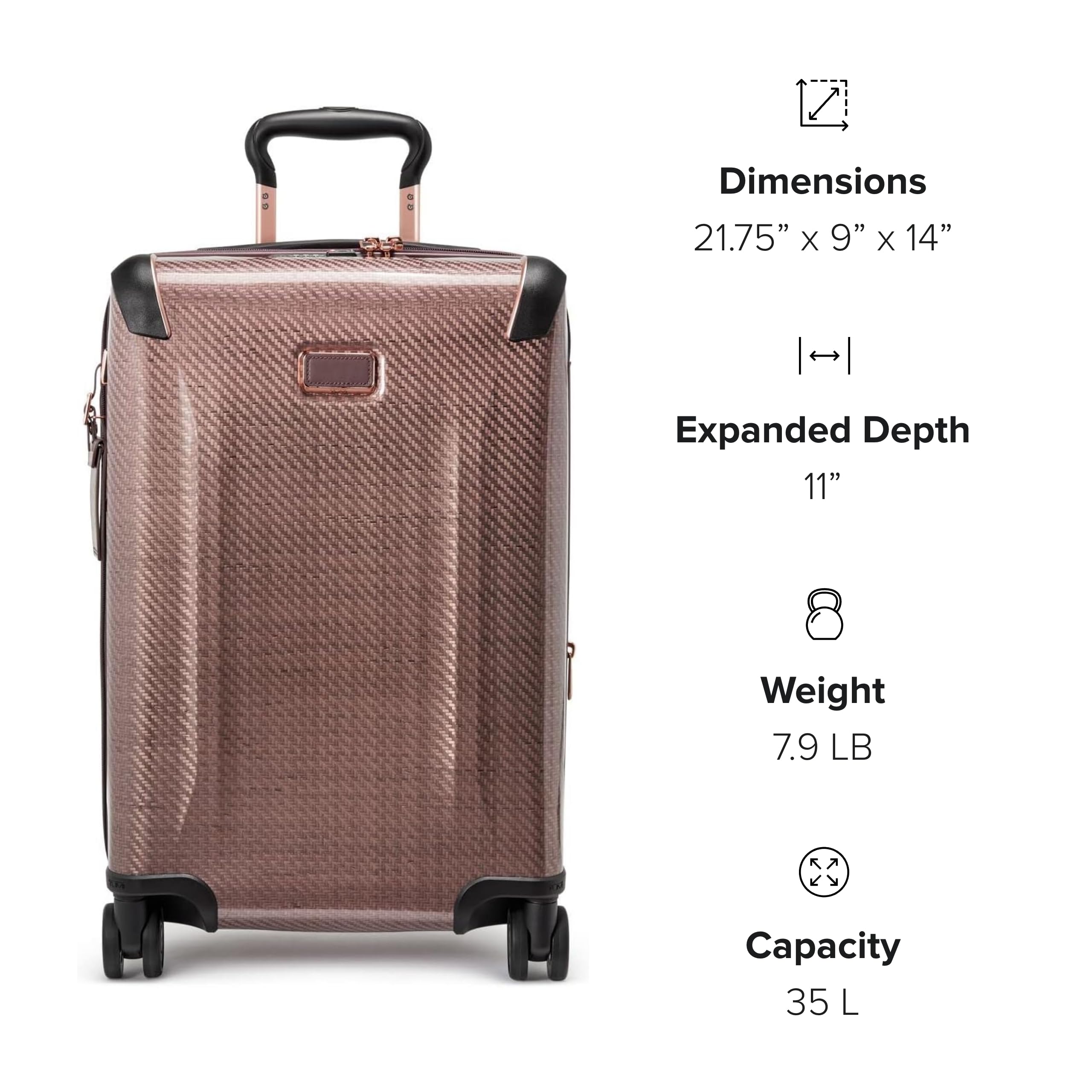 TUMI - Tegra-Lite International Expandable 4 Wheeled Carry-On - Carry On Luggage with Spinner Wheels & TSA Luggage Lock - Blush