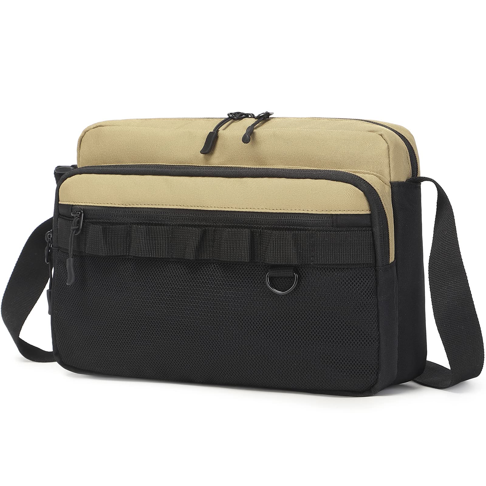 El-fmly Messenger Bag for Men Women, Multi-pocket Crossbody Shoulder Bag for Daily Use, Outdoor, Sports, Travel (Kaki)