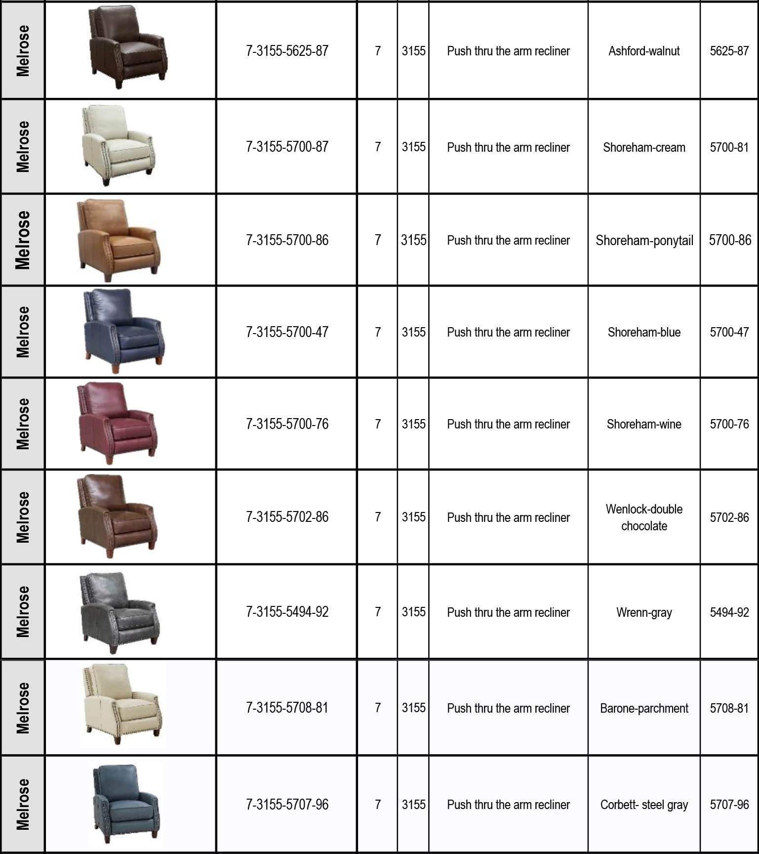 BarcaLounger Melrose Transitional Recliner Lounge Chair with footrest Extension 7-3155 in Ashford Walnut All Leather 5625-87 - Curbside Delivery