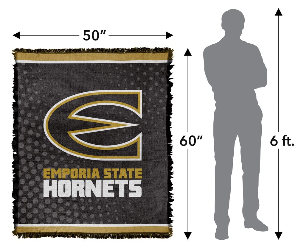 LOGOVISION Emporia State University Blanket, 50"x60" Logo Dots Woven Tapestry Cotton Blend Fringed Throw Blanket