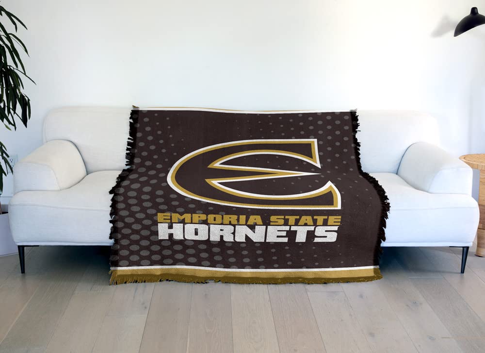 LOGOVISION Emporia State University Blanket, 50"x60" Logo Dots Woven Tapestry Cotton Blend Fringed Throw Blanket