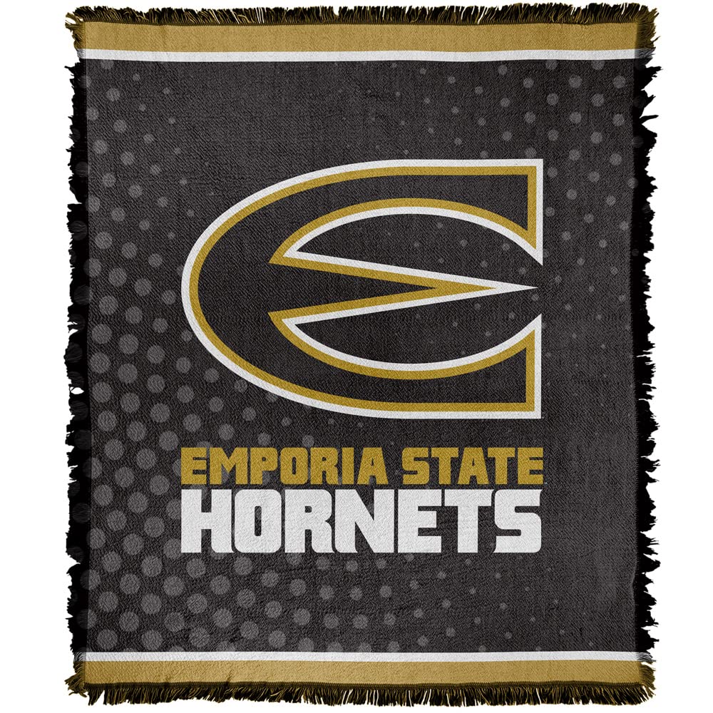 LOGOVISION Emporia State University Blanket, 50"x60" Logo Dots Woven Tapestry Cotton Blend Fringed Throw Blanket