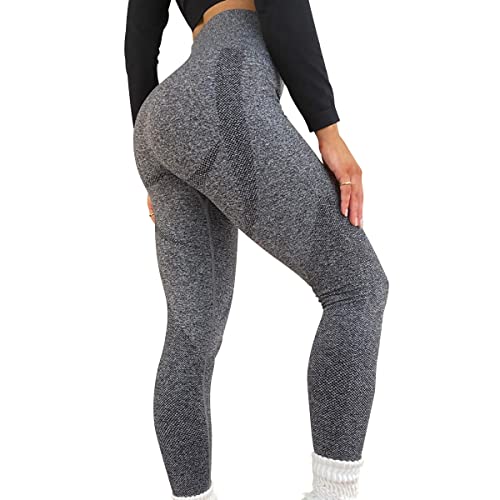 X-SNOW FALCON High Waisted Scrunch Seamless Workout Leggings for Women Tummy Control Buttery Soft Yoga Pants Gray
