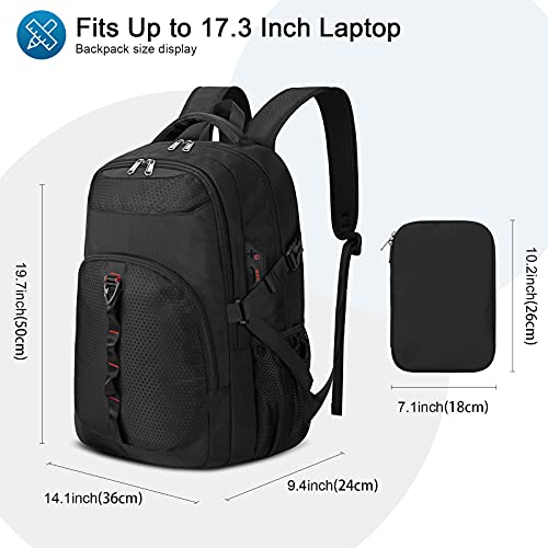 Laptop Backpack for Men Women 17 Inch Waterproof Travel Backpack Durable Laptop Backpack with USB Charging Port,Black