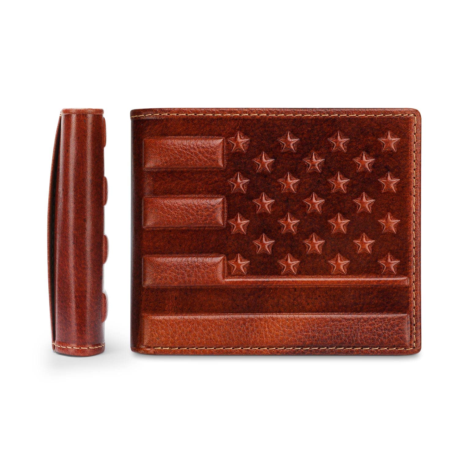 Tidoneam Leather Folding Wallet RFID Shielded Wallet With Personalized Photo Inter-layer Perfect Holiday Memorial Gift Birthday Gift for Men Husband Dad Son (Red)