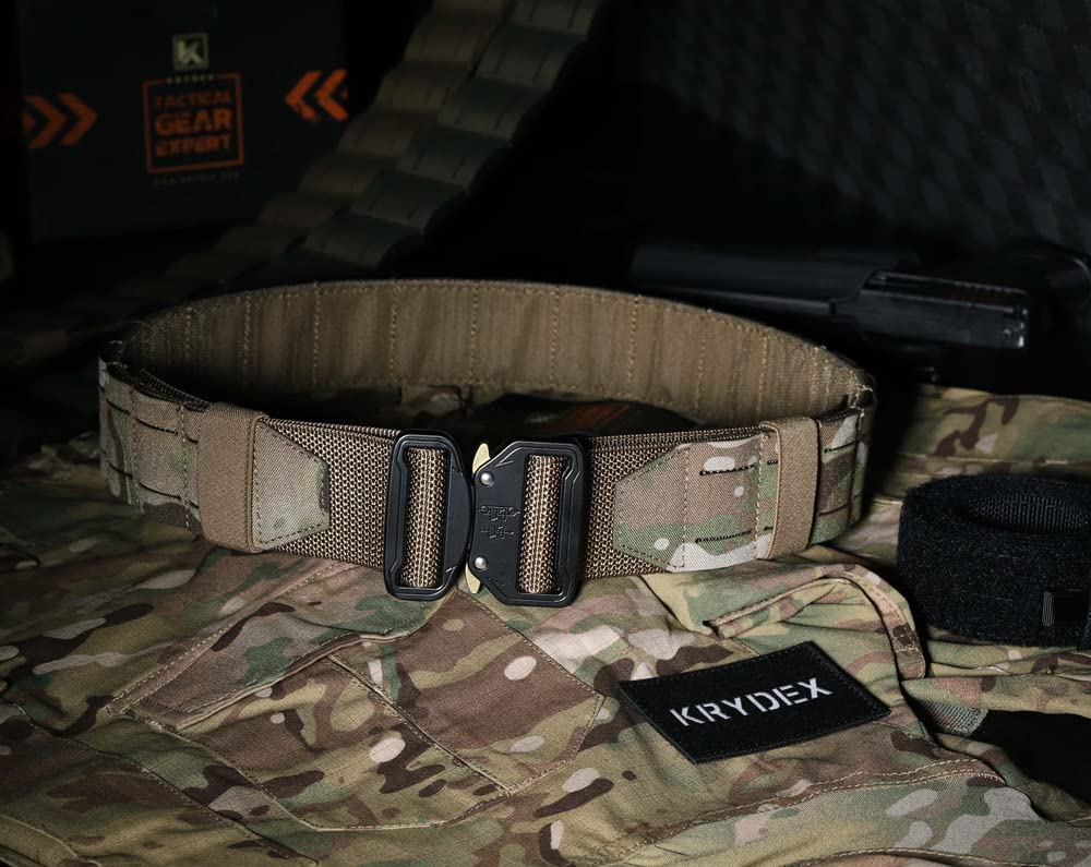 KRYDEX Tactical Battle Belt with Quick Release MOLLE System, Inner Belt, Padded Anti-Slip Pad