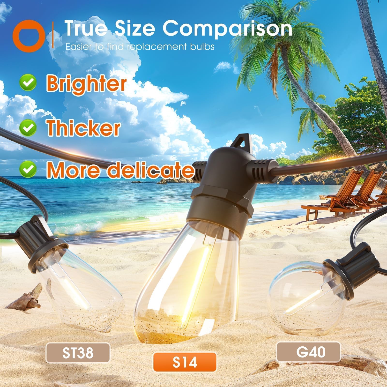 addlon 54(48+6) FT Solar String Lights Outdoor Waterproof with USB Port & Remote Control Solar Patio Lights Long Last for 20+Hrs Dimmable Solar Power LED Bulbs for Porch Garden Market Bistro