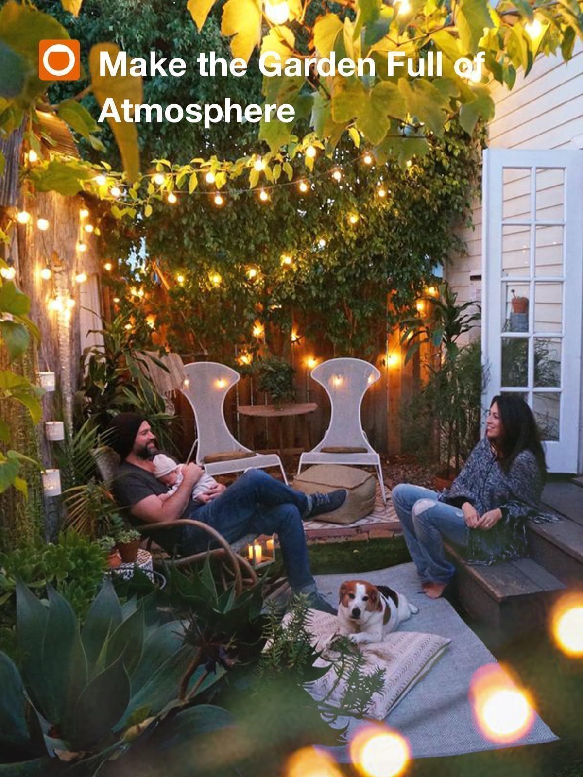 addlon 54(48+6) FT Solar String Lights Outdoor Waterproof with USB Port & Remote Control Solar Patio Lights Long Last for 20+Hrs Dimmable Solar Power LED Bulbs for Porch Garden Market Bistro